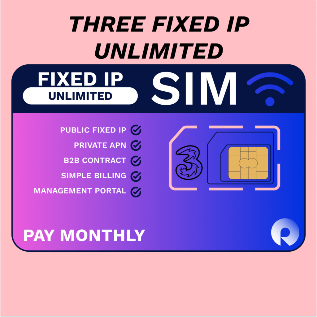 Three Fixed IP Unlimited Data 5G SIM - Roamit